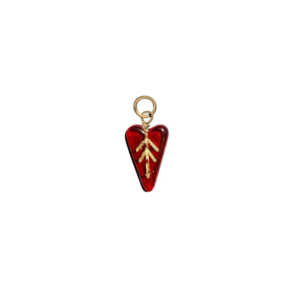 Elongated Red Heart Charm | Handmade Glass Charm for Necklaces ...