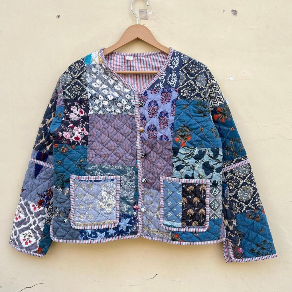 Purple Reversible Handmade Block Print Quilted Jacket – Stefanie Wolf ...